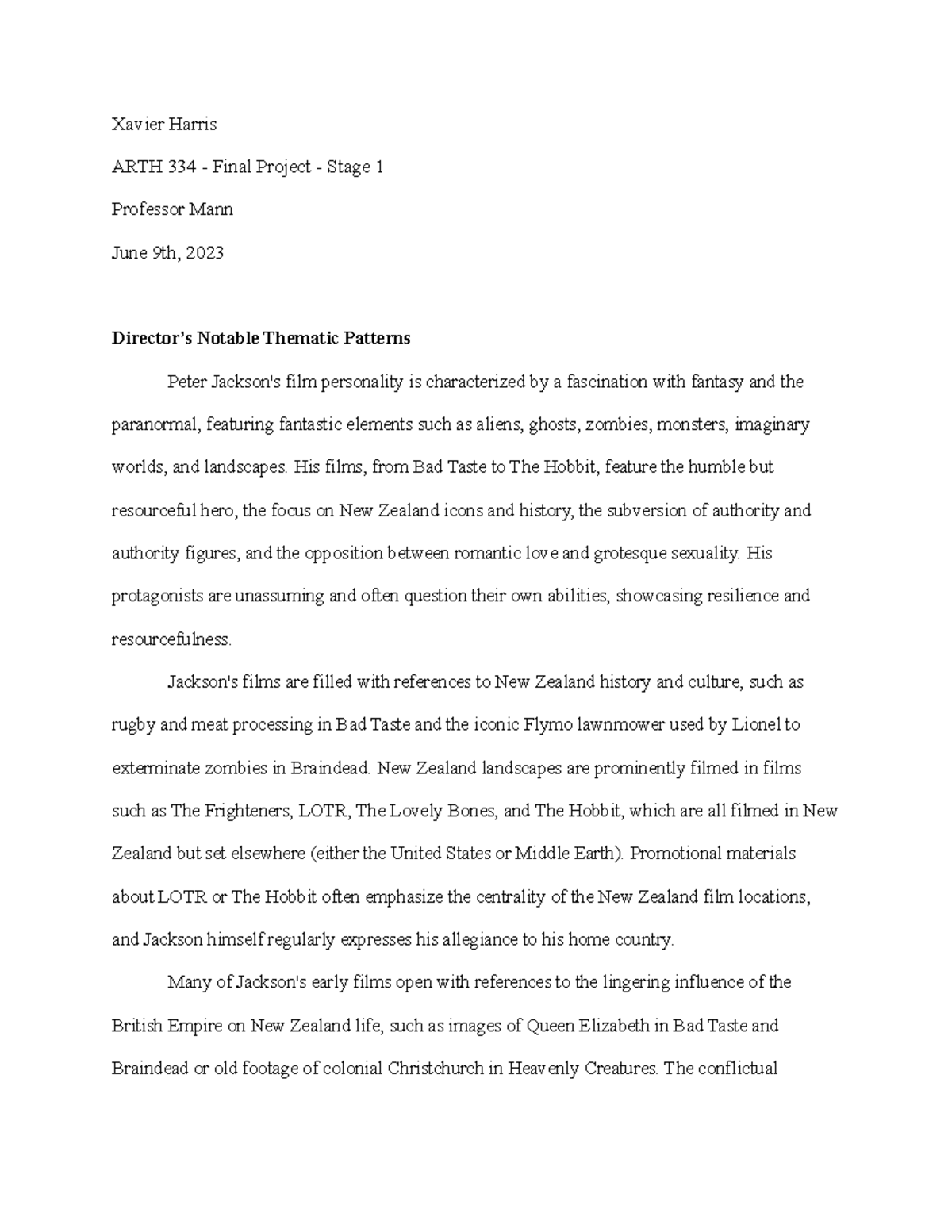 Xavier Harris Stage 2 Draft - Xavier Harris ARTH 334 - Final Project ...