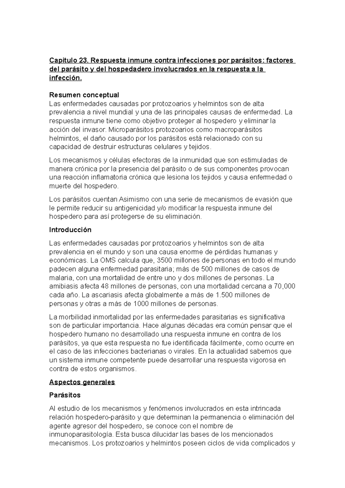 Capítulo 23. Respuesta inmune contra infecciones por parásitos - Capitulo 23. Respuesta inmune ...