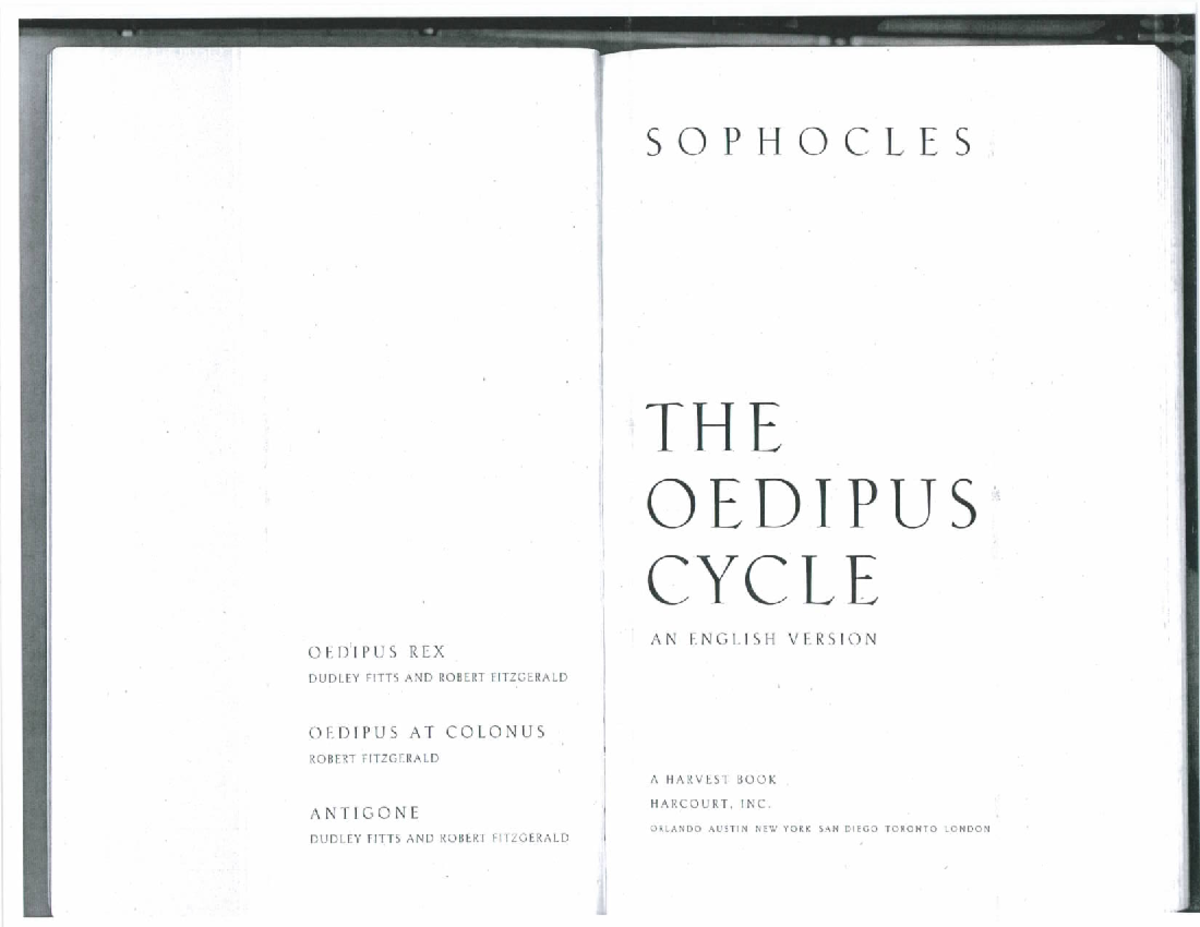 Oedipus Rex - Masterworks in World Literature - Studocu