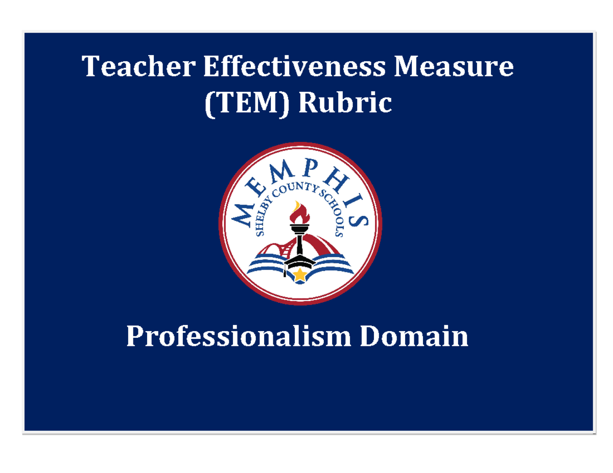 23-24 Professionalism Domain (4) - Teacher Effectiveness Measure (TEM ...