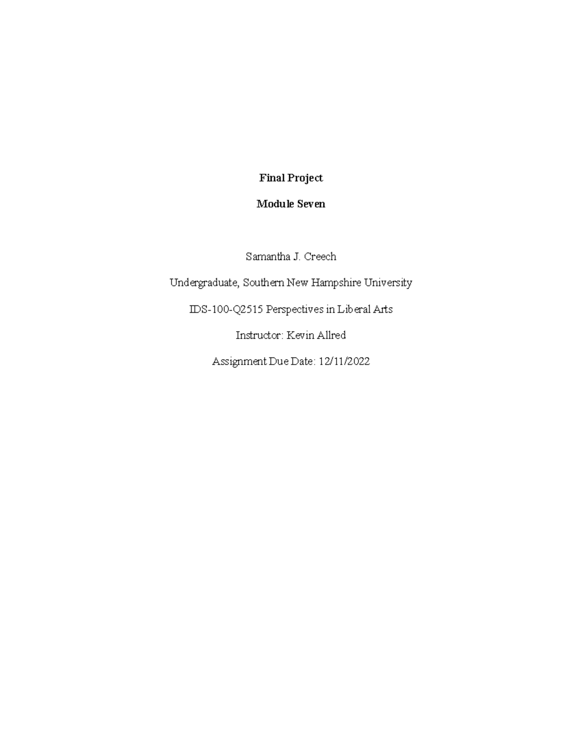 Module Seven Final Project - Final Project Module Seven Samantha J ...