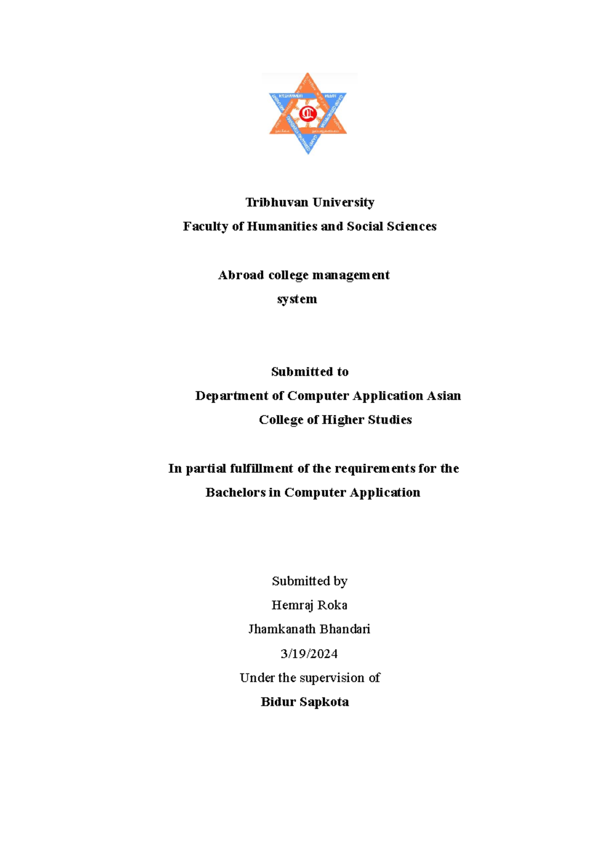 Aborad college management system - Tribhuvan University Faculty of ...
