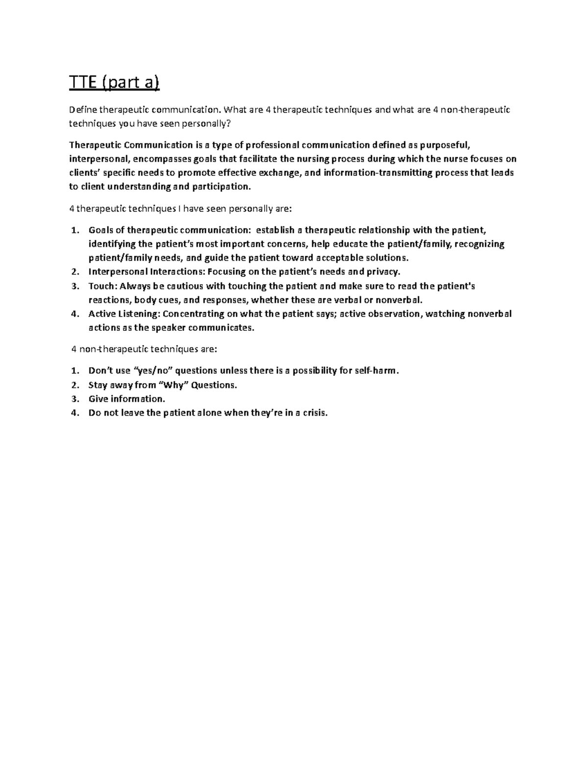 TTE 1-211 Ashlee - TTE help with perfusion - TTE (part a) Define ...
