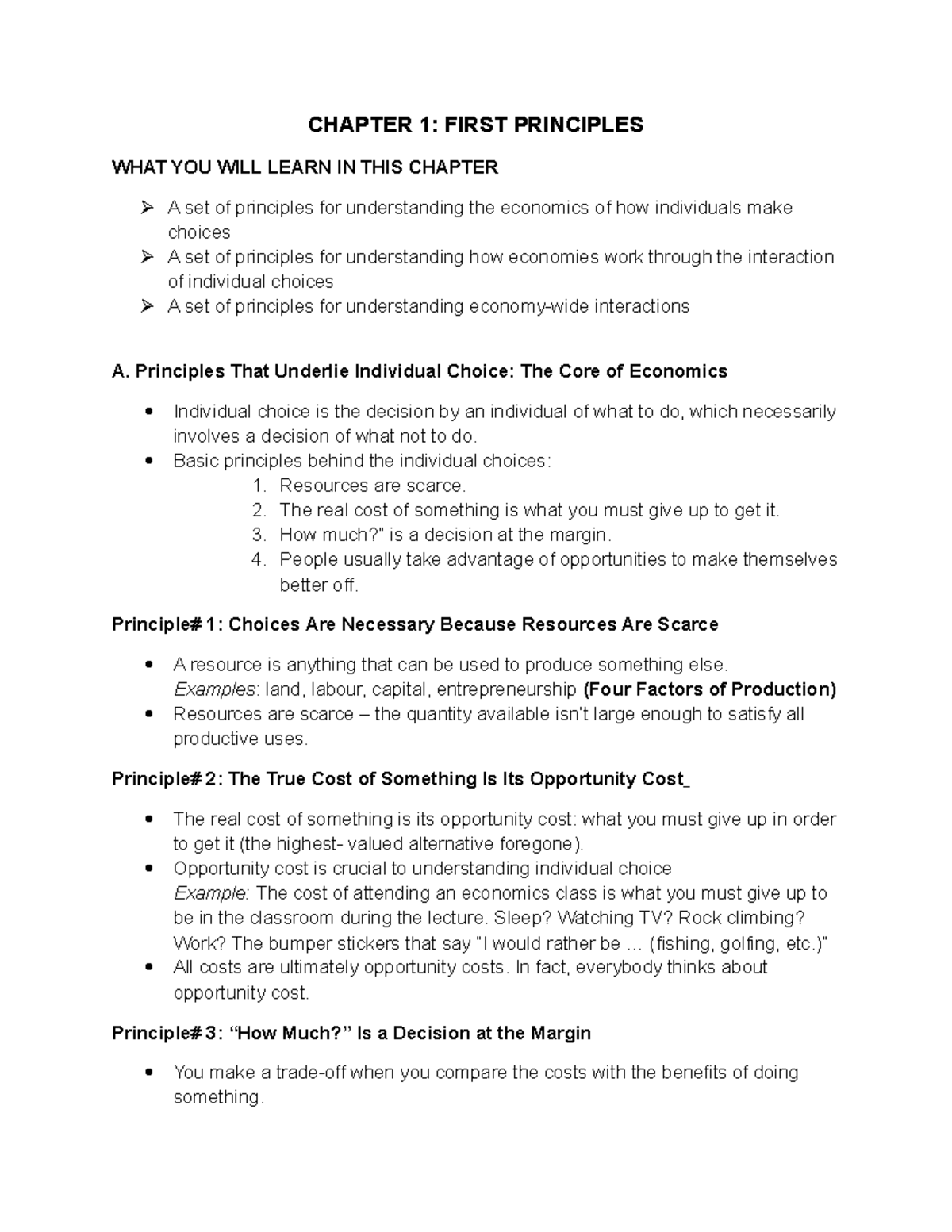 Chapter 1 Notes - CHAPTER 1: FIRST PRINCIPLES WHAT YOU WILL LEARN IN ...