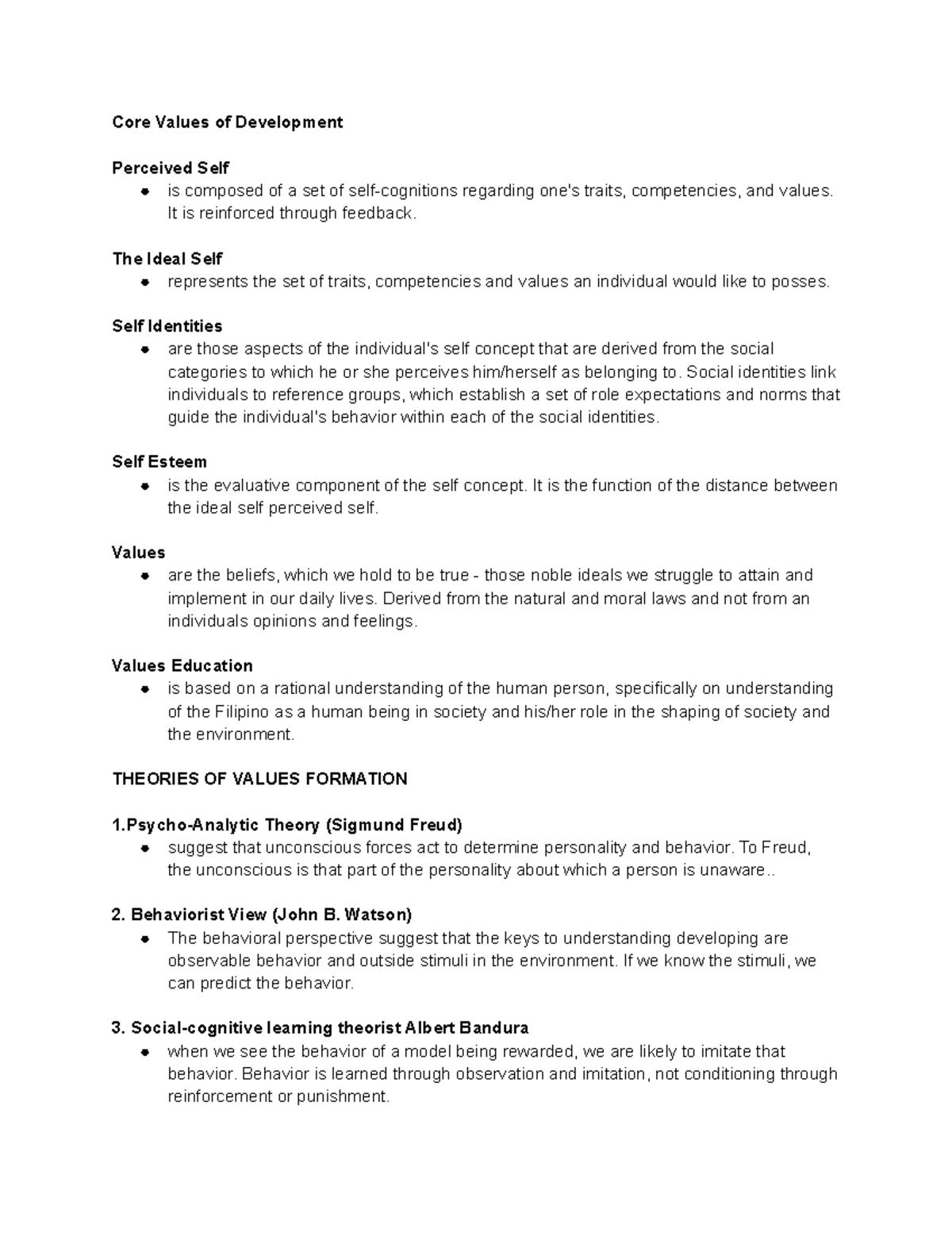 CORE Values OF Development - Core Values of Development Perceived Self ...