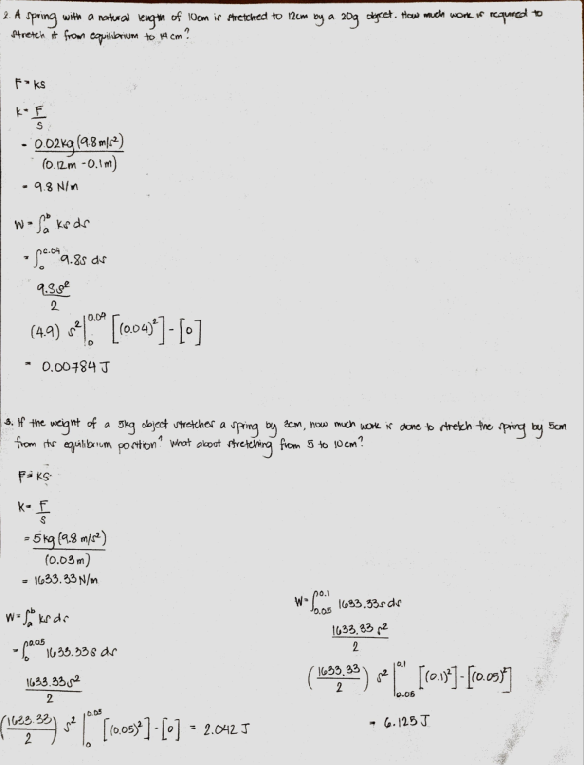 Statics Springs 2 - 2. A spring with a natural length of 10cm is ...