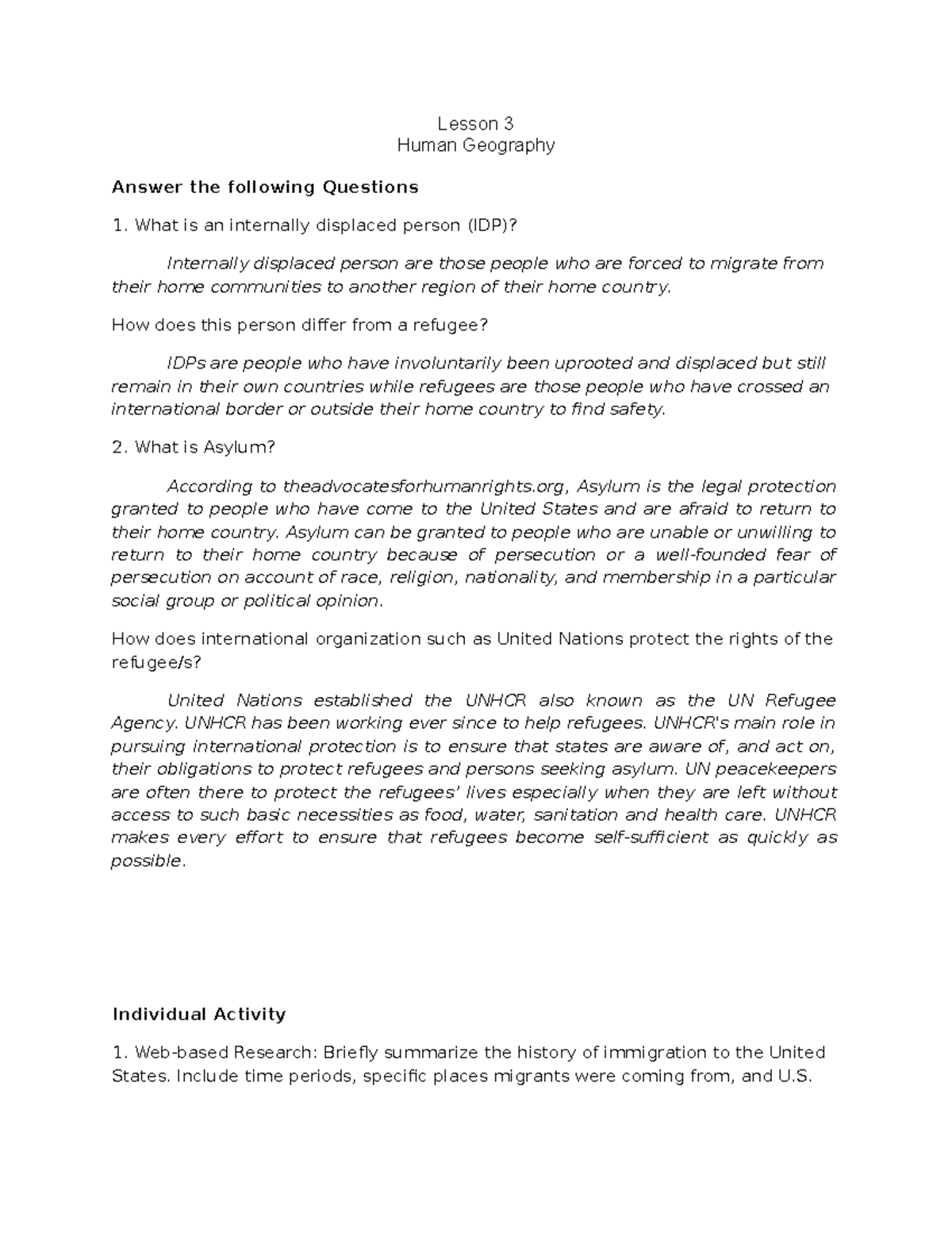 Lesson 3 Human Geography - Social Studies - PangSU - Studocu