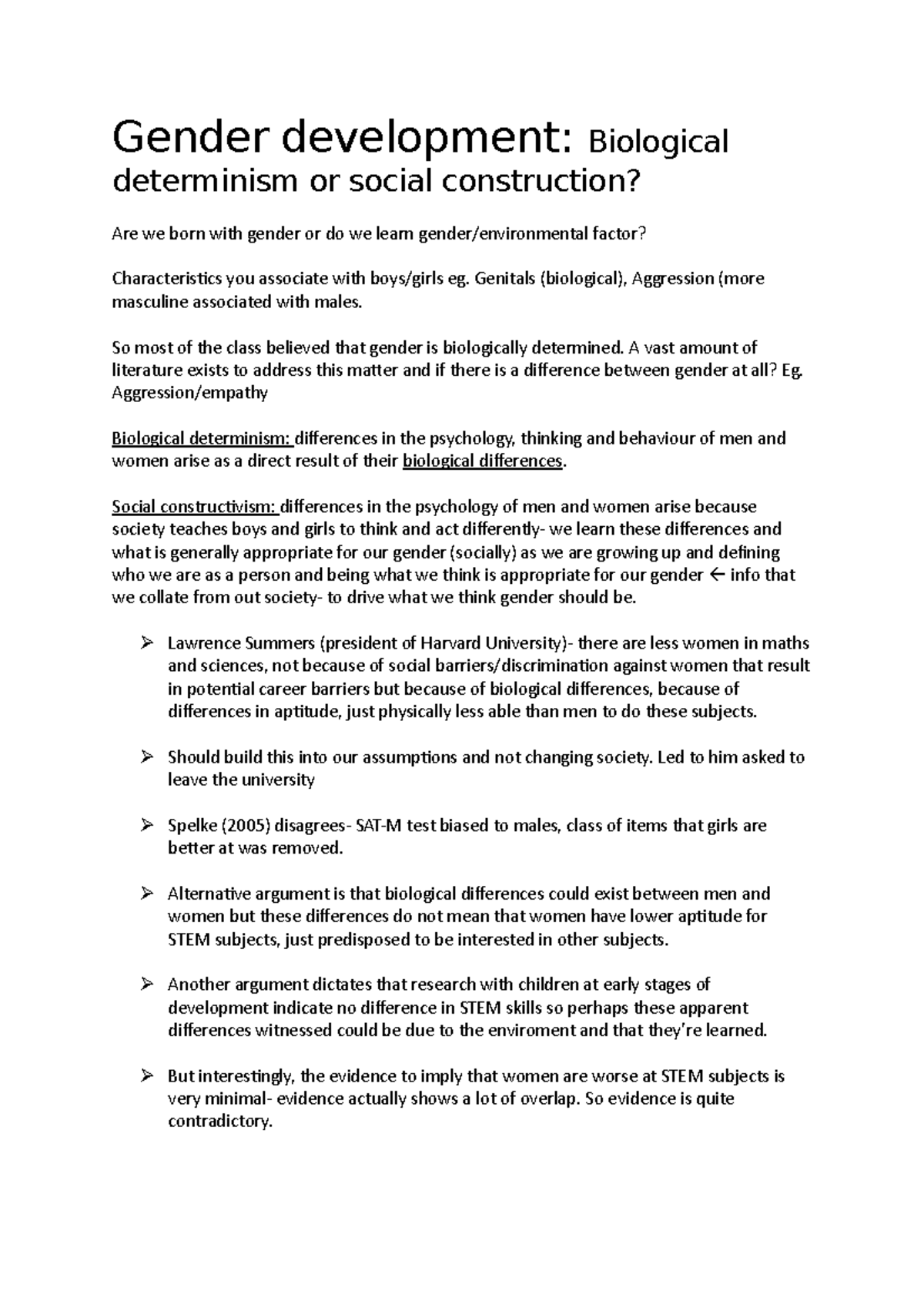 Gender development: Biological determinism or social construction ...