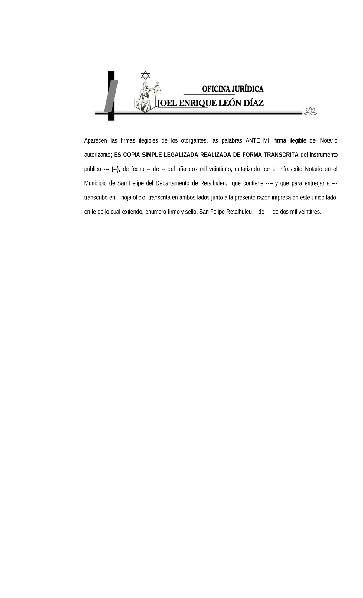 Minuta CSL Transcrita - Aparecen las firmas ilegibles de los otorgantes ...