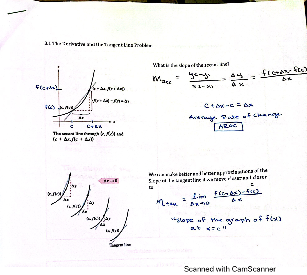 Calculus chapter 3.1 - these are the lecture notes given from the ...