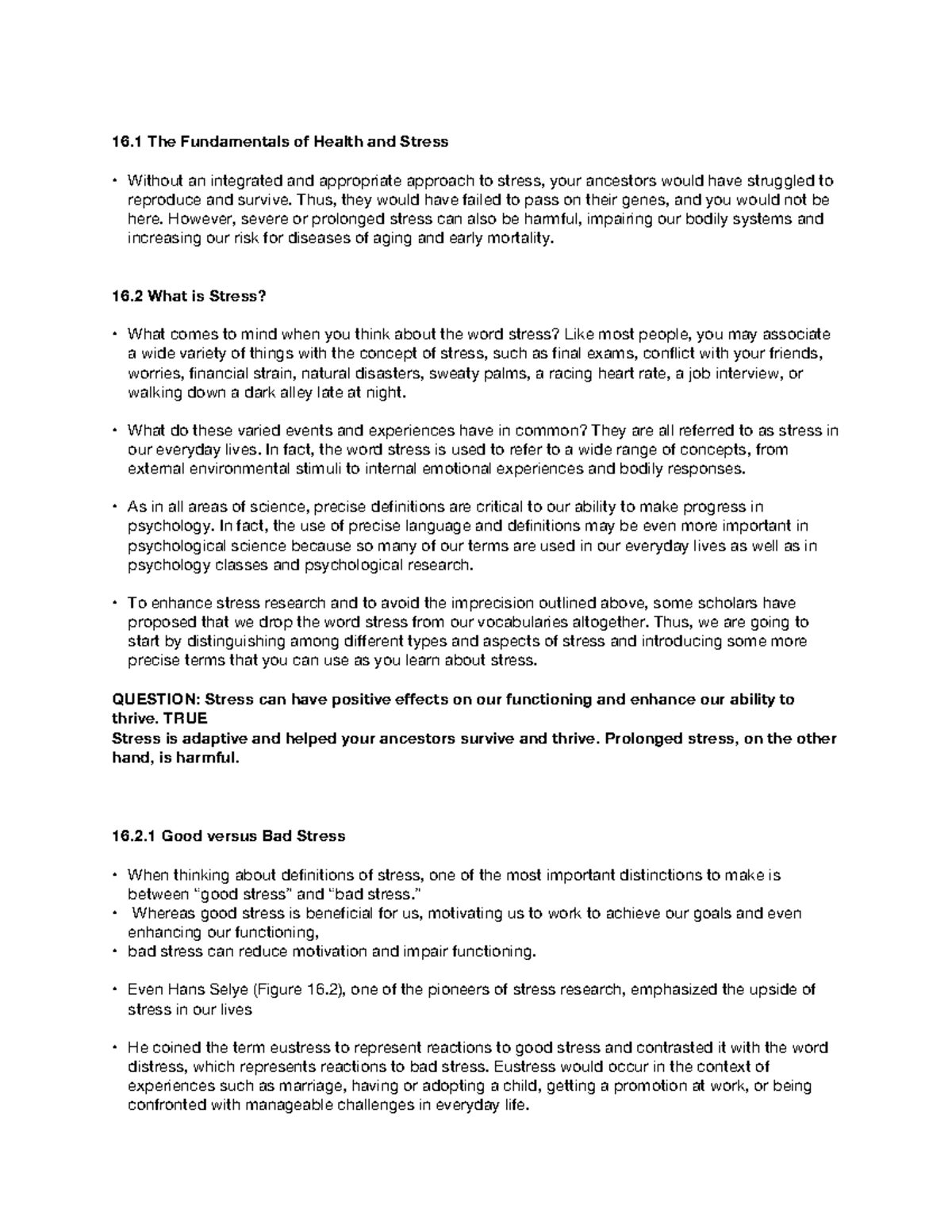 Module 16 Health and Stress - 16 The Fundamentals of Health and Stress ...