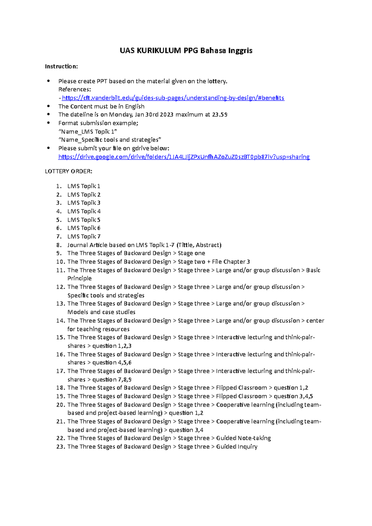 Soal UAS Kurikulum PPG Bahasa Inggris - UAS KURIKULUM PPG Bahasa ...