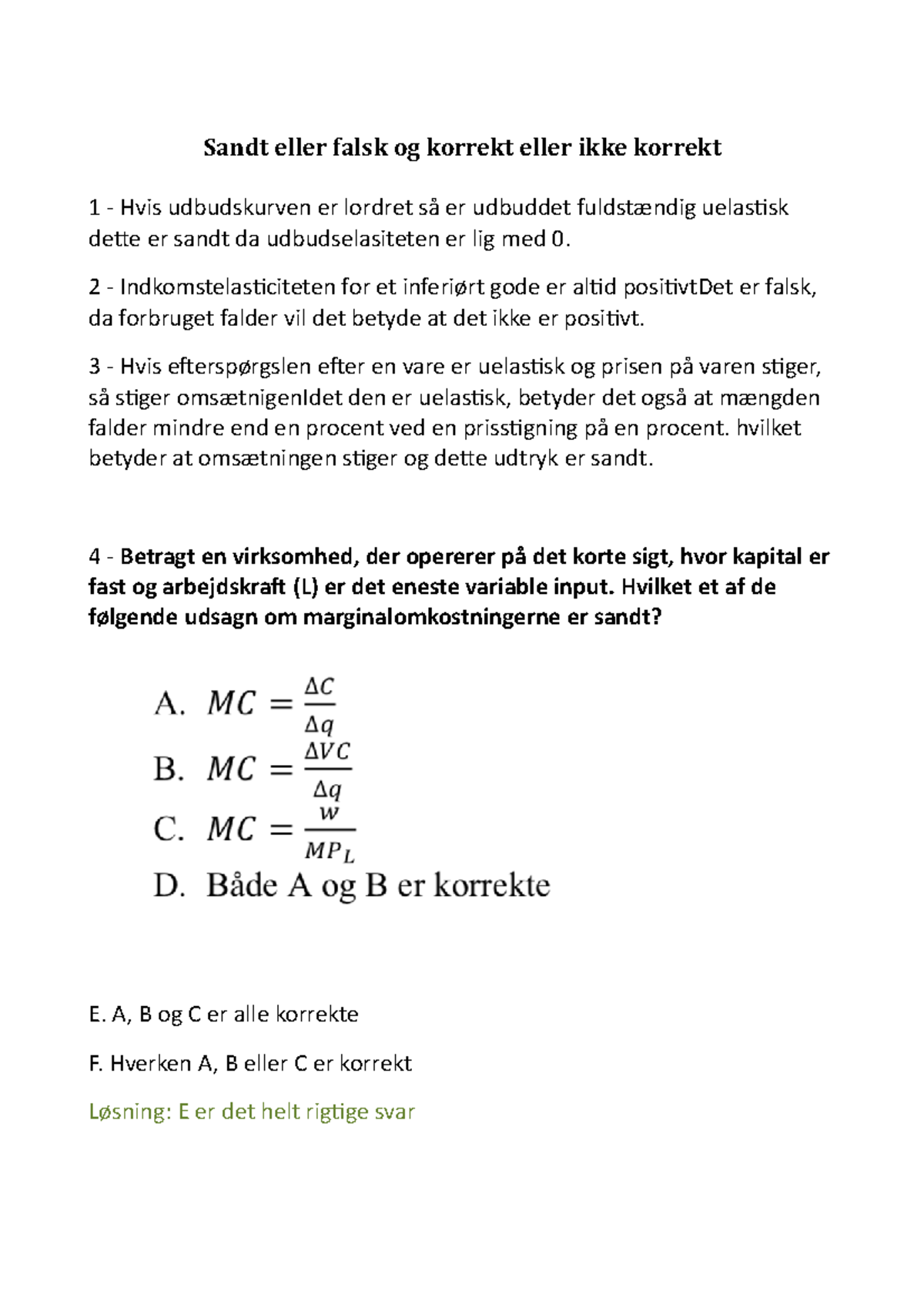 Sandt eller falsk og korrekt spørgsmål - Sandt eller falsk og korrekt ...