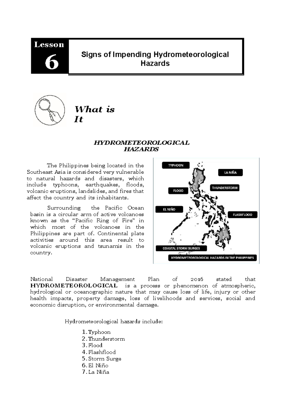 Lesson W3 Hydrometeorological-Hazards - Lesson 6 Signs of Impending ...