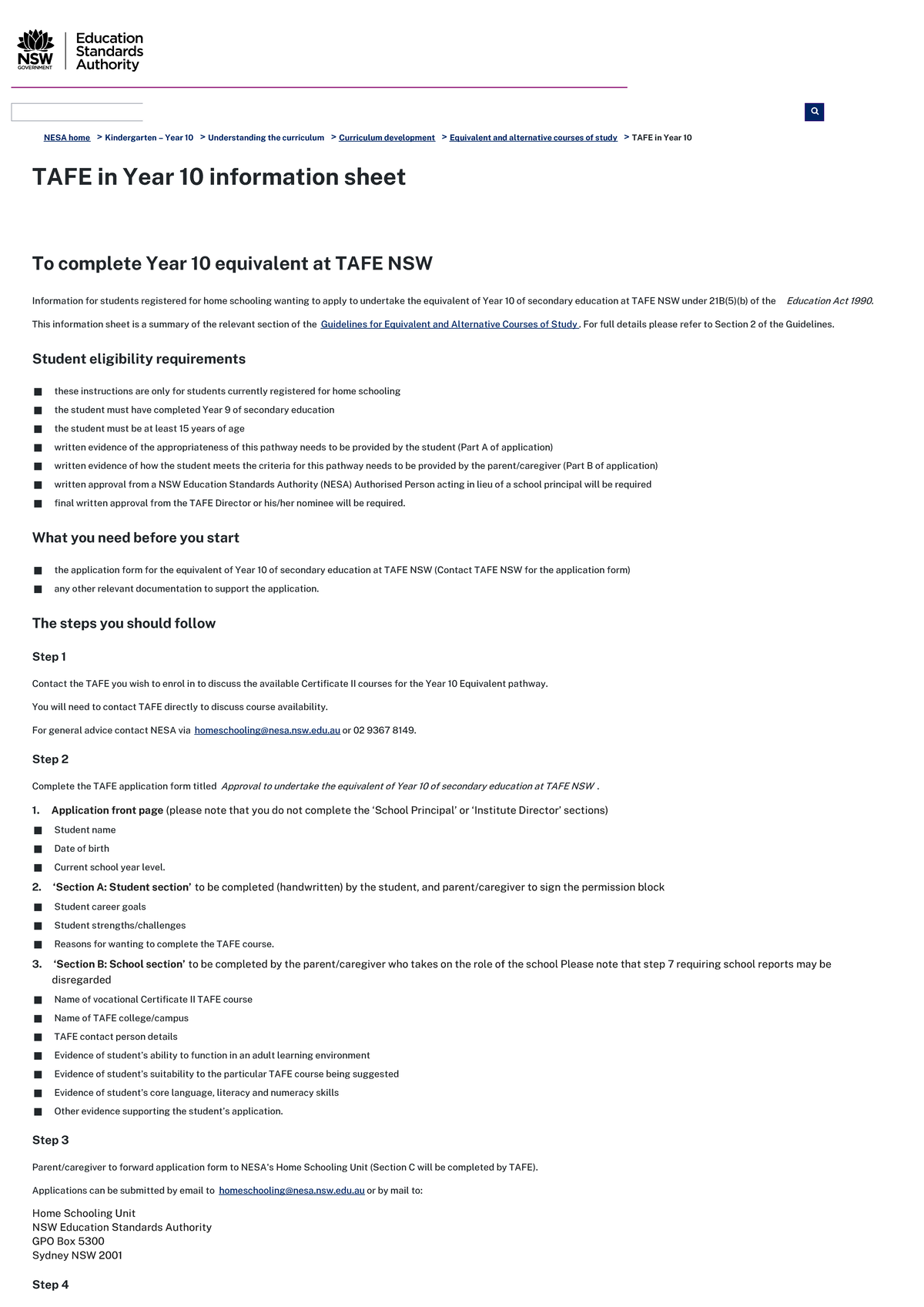 TAFE in Year 10 NSW Education Standards - NESA home > Kindergarten ...