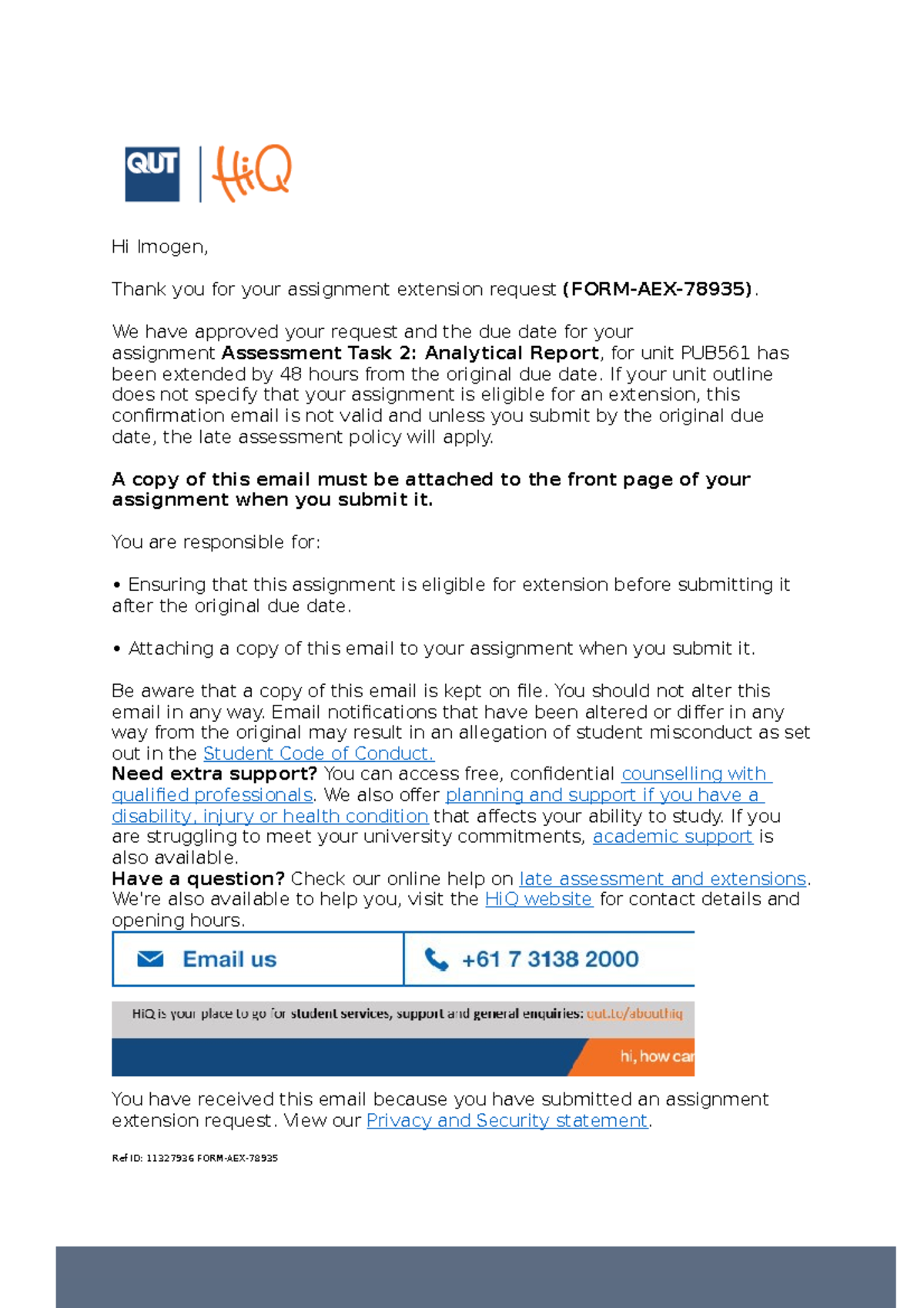 Question 1 Statistics - Hi Imogen, Thank you for your assignment ...