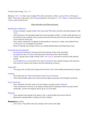 Lord Liverpool - These are revision notes on multiple parts of the AQA ...