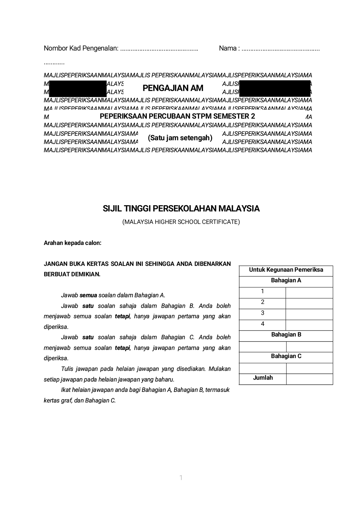 Percubaan Kelantan 2022 (Q) - Nombor Kad Pengenalan ...