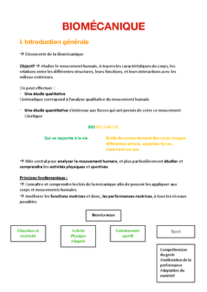 Chapitre 4 Bioméca - cours - CHAPITRE 4 : Cinétique I- Les forces Action mécanique Définition ...