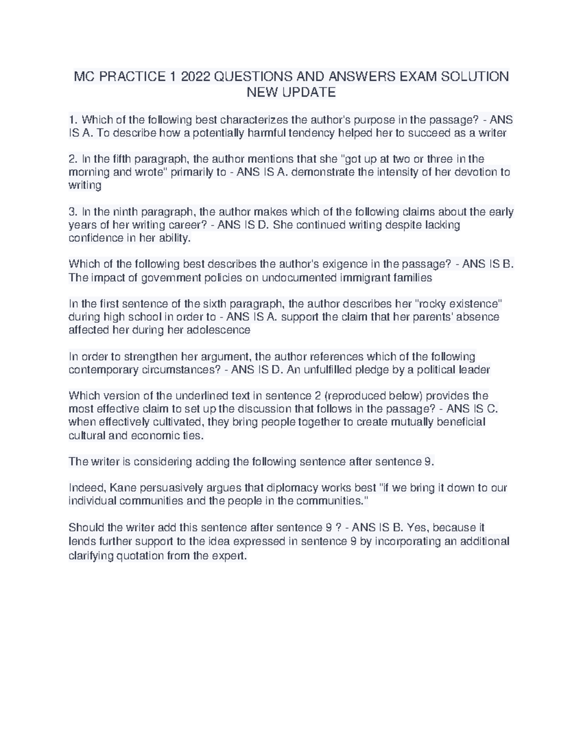 MC Practice 1 2022 Questions AND Answers EXAM Solution NEW Update - MC ...