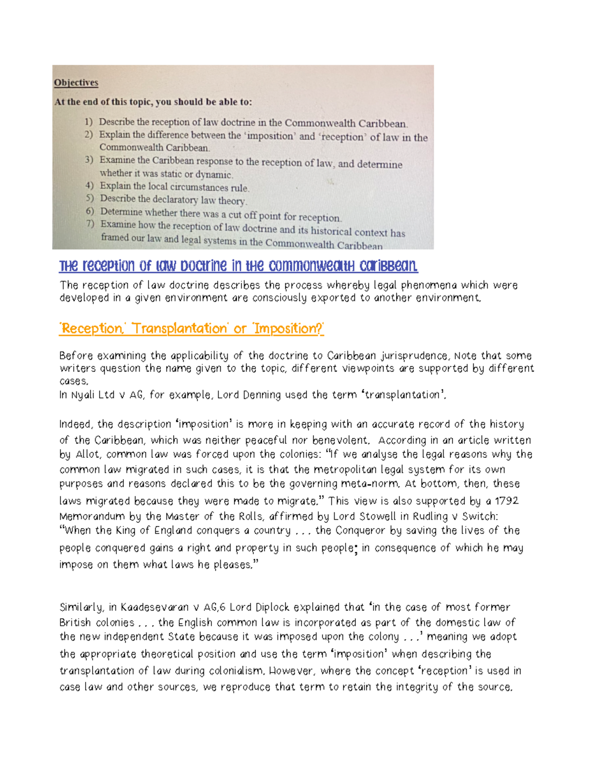 Reception of Law in the Commonwealth Caribbean and Historical Context ...