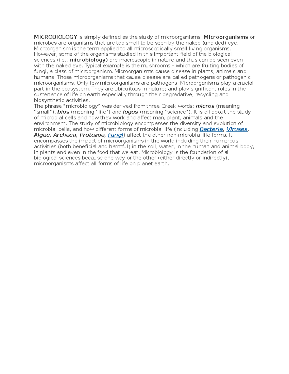 Microbiology - mirobiology is fun - MICROBIOLOGY is simply defined as ...