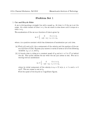 8.01 PSET 5 - Solutions to weekly 8.01 Problem Set (PSET), a Focus on ...