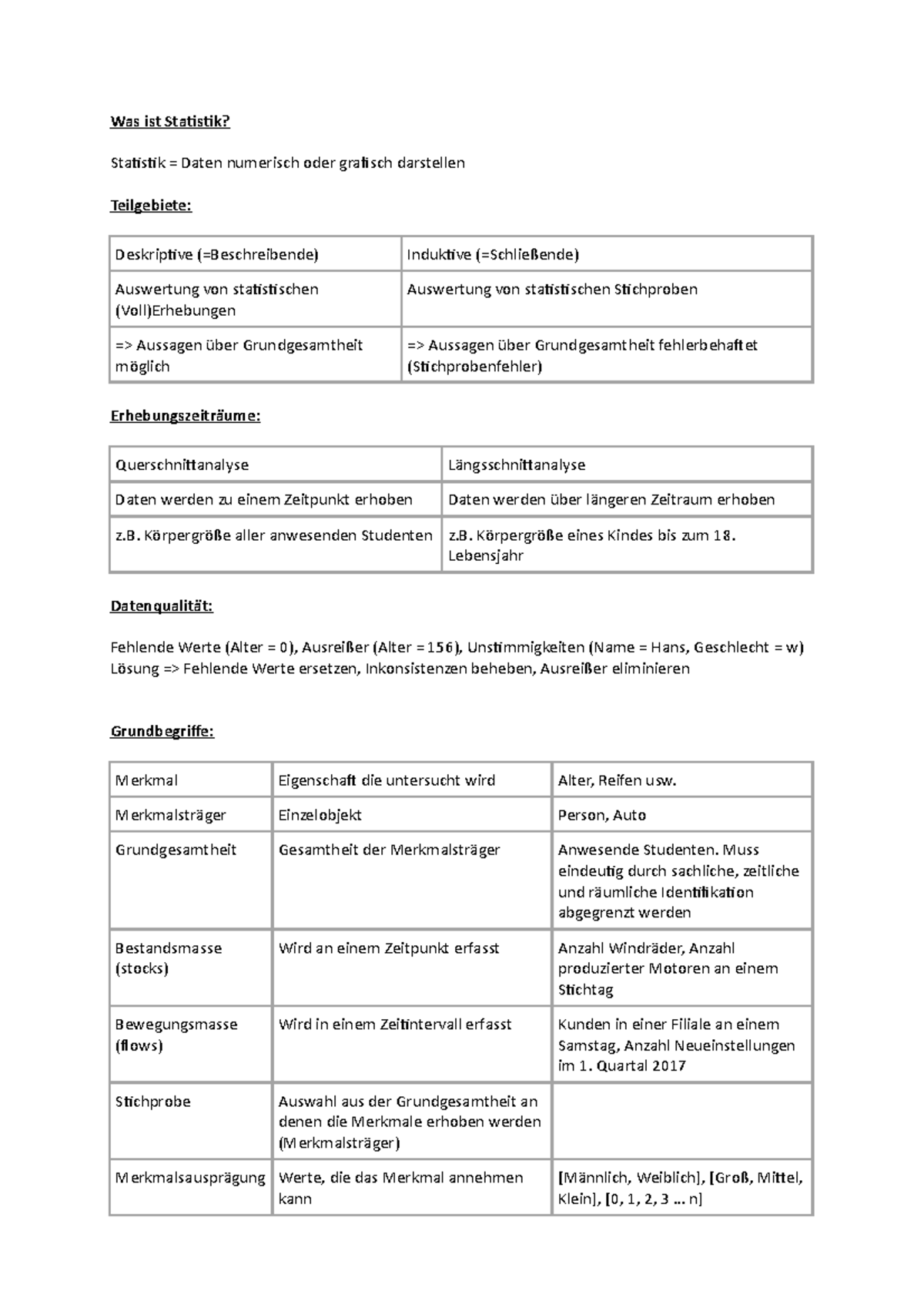 Zusammenfassung Quantitative-Methoden - Was ist Statistik? Statistik ...