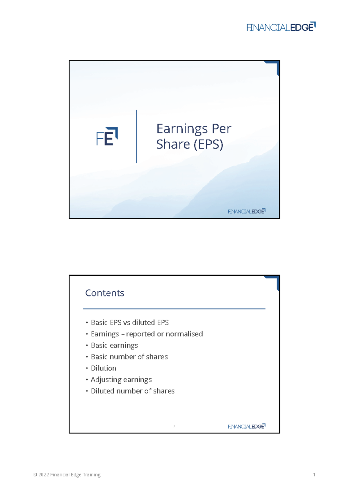 EPS Summary - Earnings Per Share (EPS) Basic EPS vs diluted EPS ...