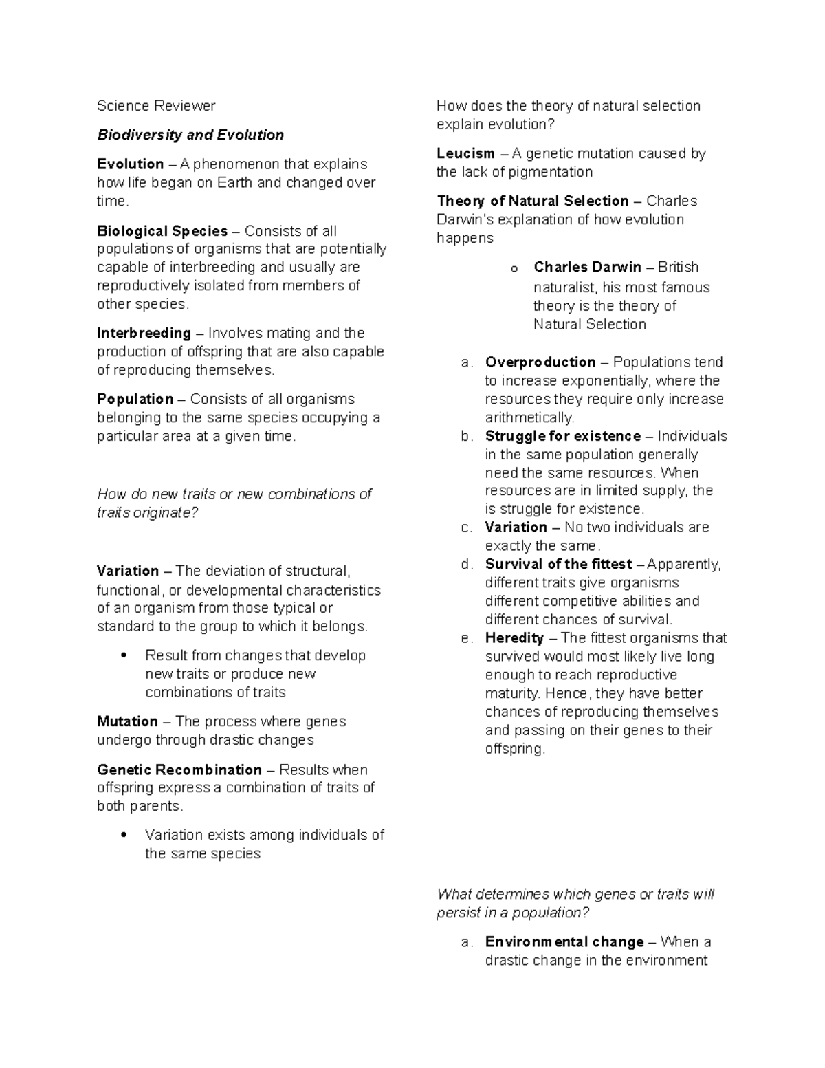 Science Reviewer Biodiversity and Evolution Reviewer - Science Reviewer ...