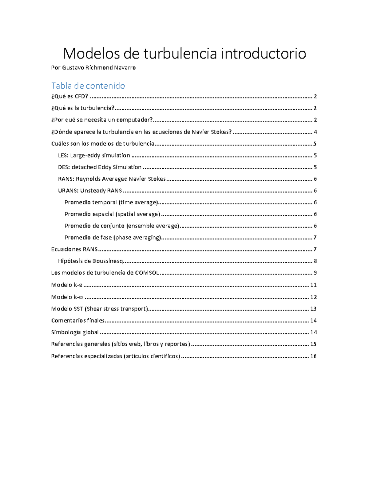 Modelos de turbulencia introductorio - - Studocu