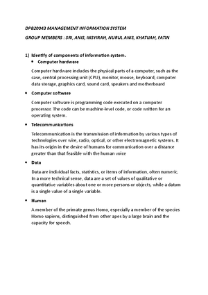 MIS- Business Information - DPB20043 MANAGEMENT INFORMATION SYSTEM ...