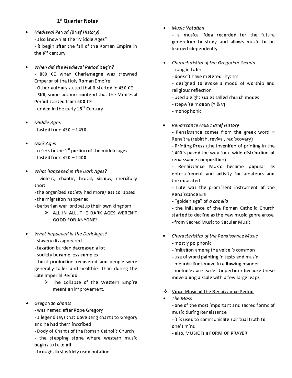 For school purposes - 1 st Quarter Notes Medieval Period (Brief History ...