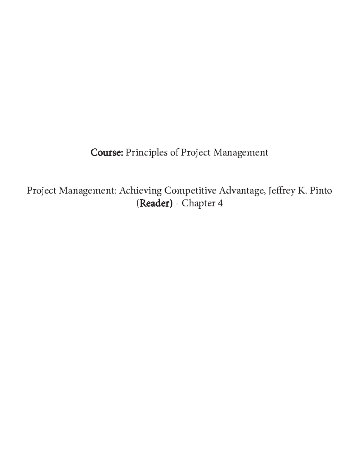 Material 002 PPM Chapter 4 - Course: Principles of Project Management ...