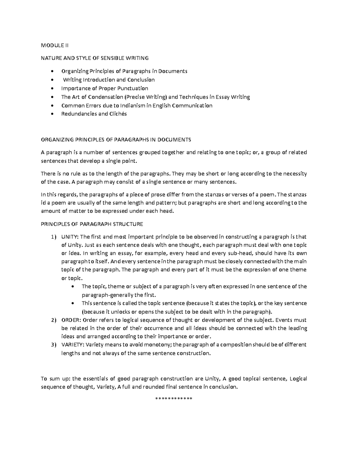 Module II - Naaaa - MODULE II NATURE AND STYLE OF SENSIBLE WRITING ...