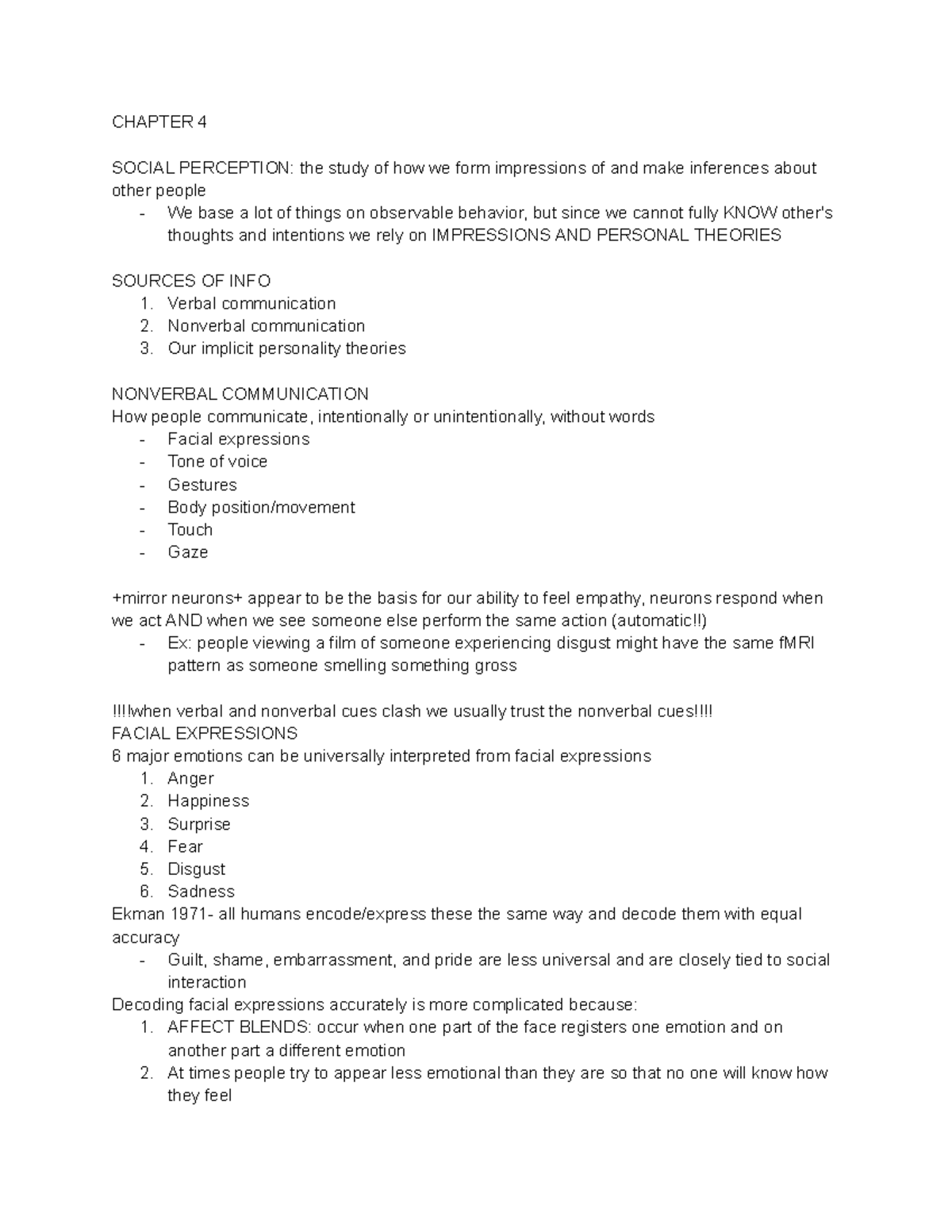 Social Psychology PSY311 Notes Chapter 4-6 - CHAPTER 4 SOCIAL ...