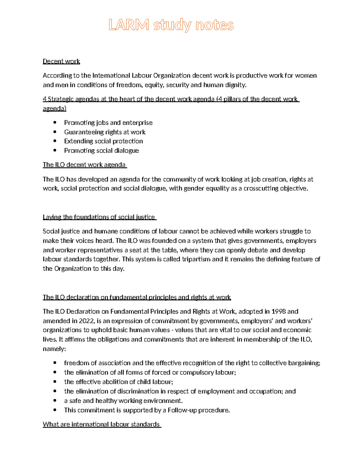 LARM study notes - Summary Labour relations management - LARM study ...
