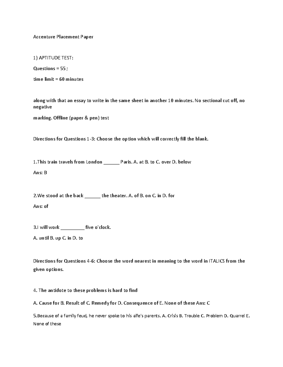 Accenture Placement Papers 3 recruitmentresult - Accenture Placement ...