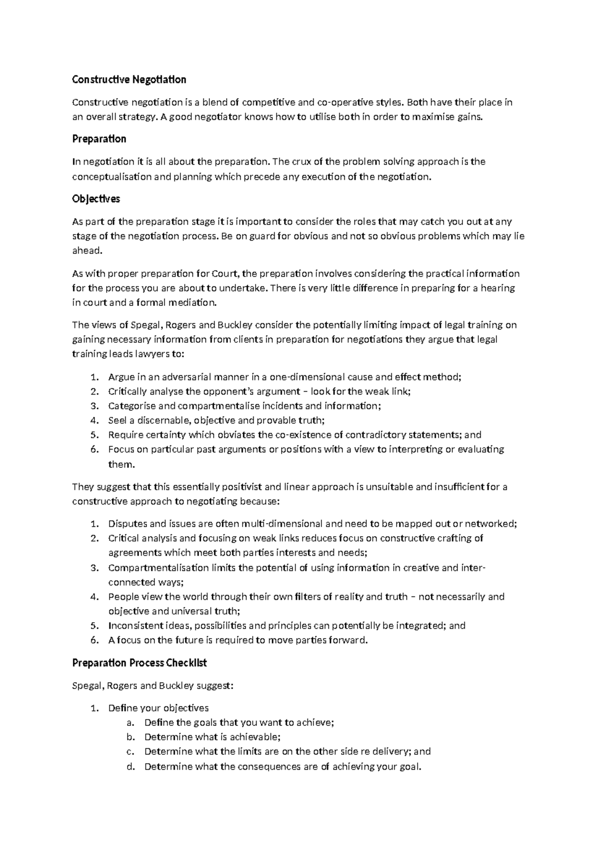 Week 6 The Process of Negotiation Part 1 - Constructive Negotiation ...