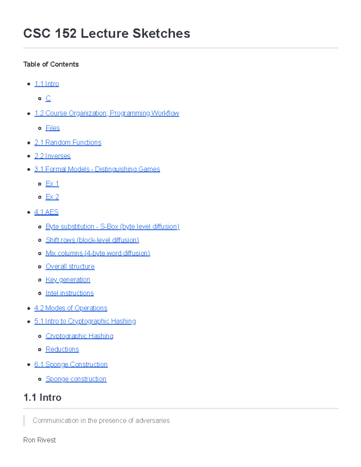 test quiz of the year 2025 - CSC 152 Lecture Sketches Table of Contents ...