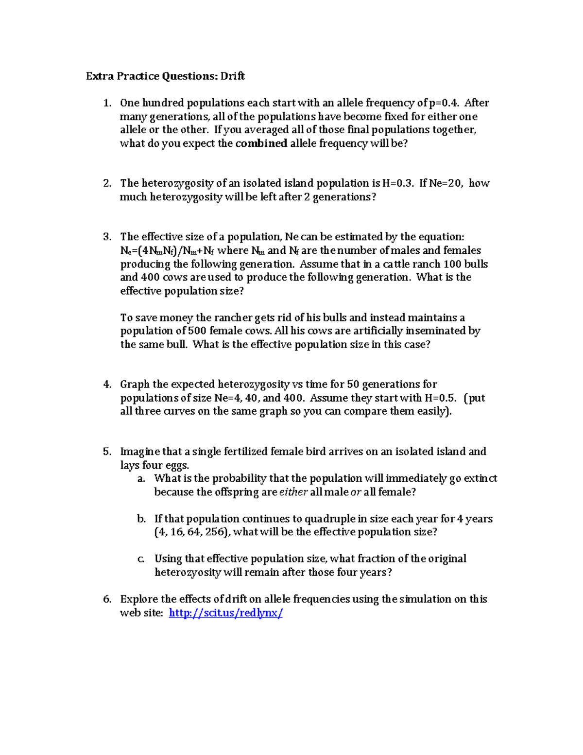 Drift Questions Exam 2 BCOR102 - **Extra Practice Questions: Drift ...