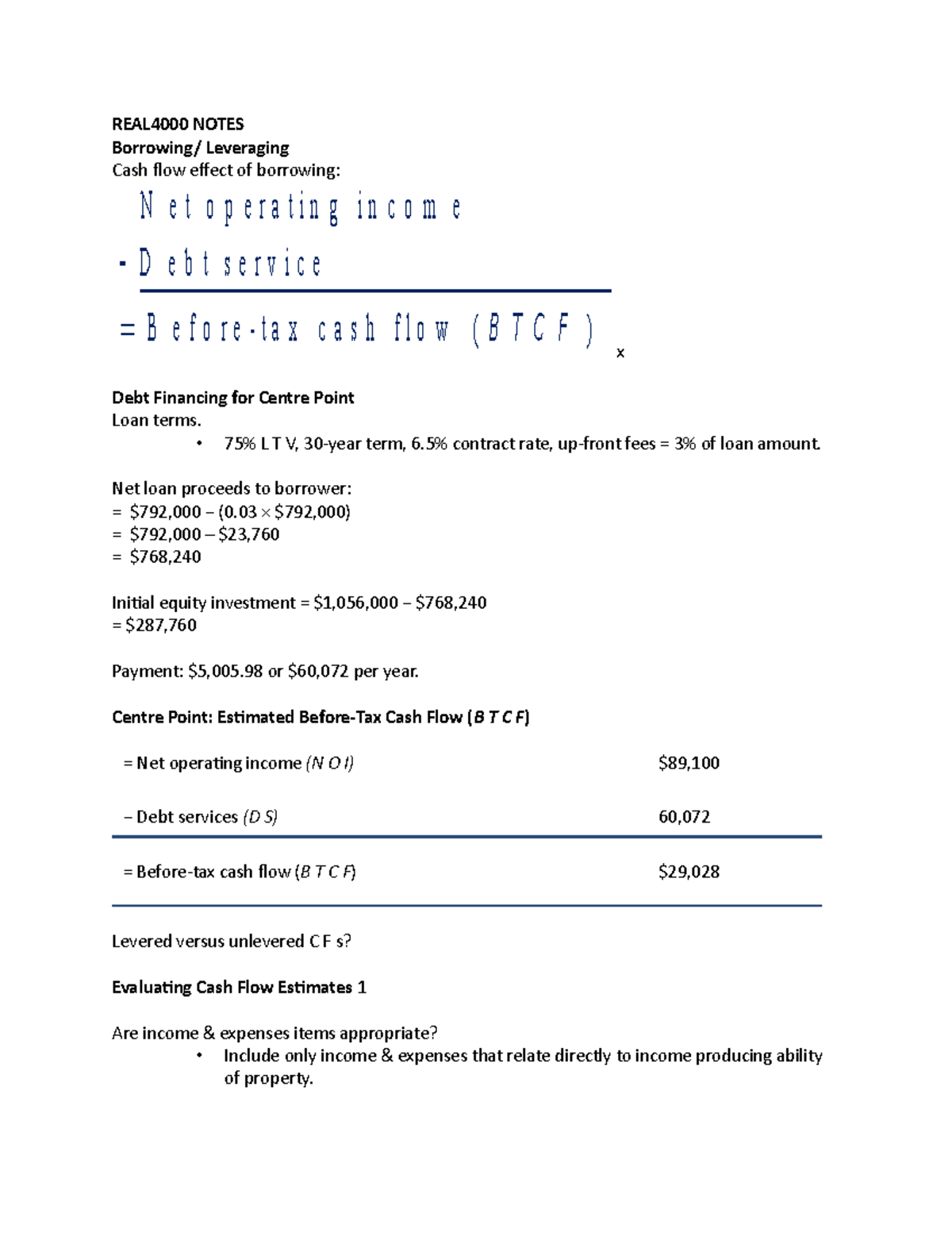 REAL4000 Notes 6 - REAL4000 NOTES Borrowing/ Leveraging Cash flow ...