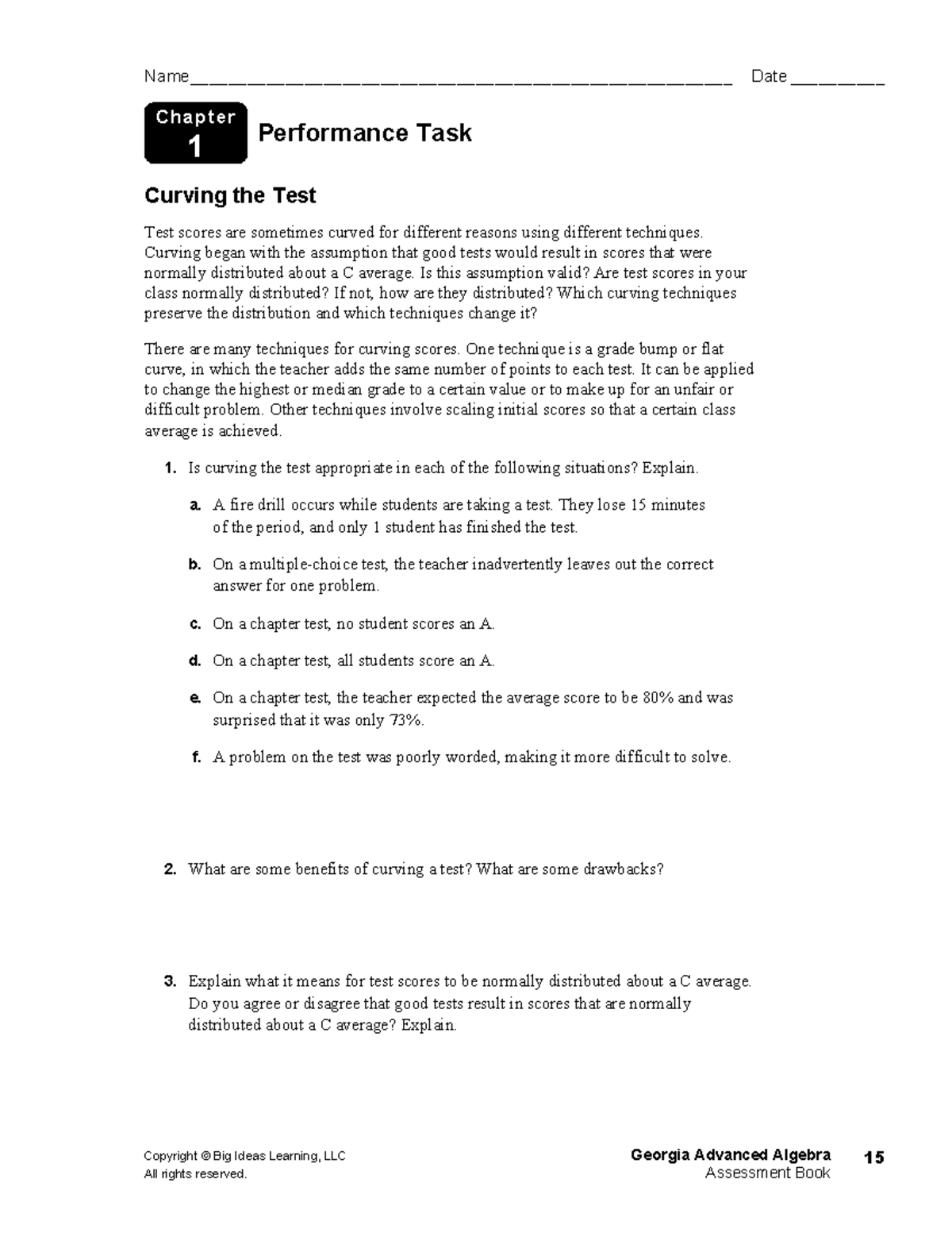 08.19.2024 Unit 1 Performance Task - Copyright © Big Ideas Learning ...