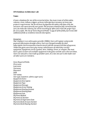 IDBLab 5 week 3 - IDB Lab 5 (Q1 – Q2, Q7 – Q8: 13 points each, Q3 – Q6: 12 points each) Topics ...