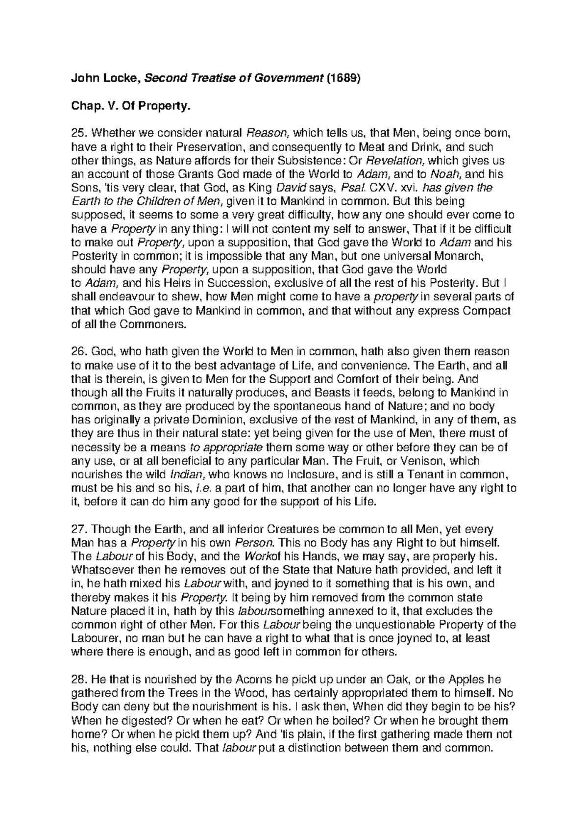 John Locke - Second Treatise of Government - John Locke, Second ...