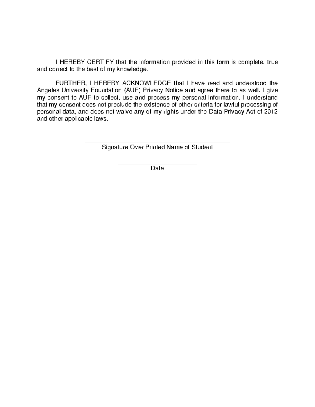 Consent-FORM - SCHOOL PURPOSES - I HEREBY CERTIFY that the information ...