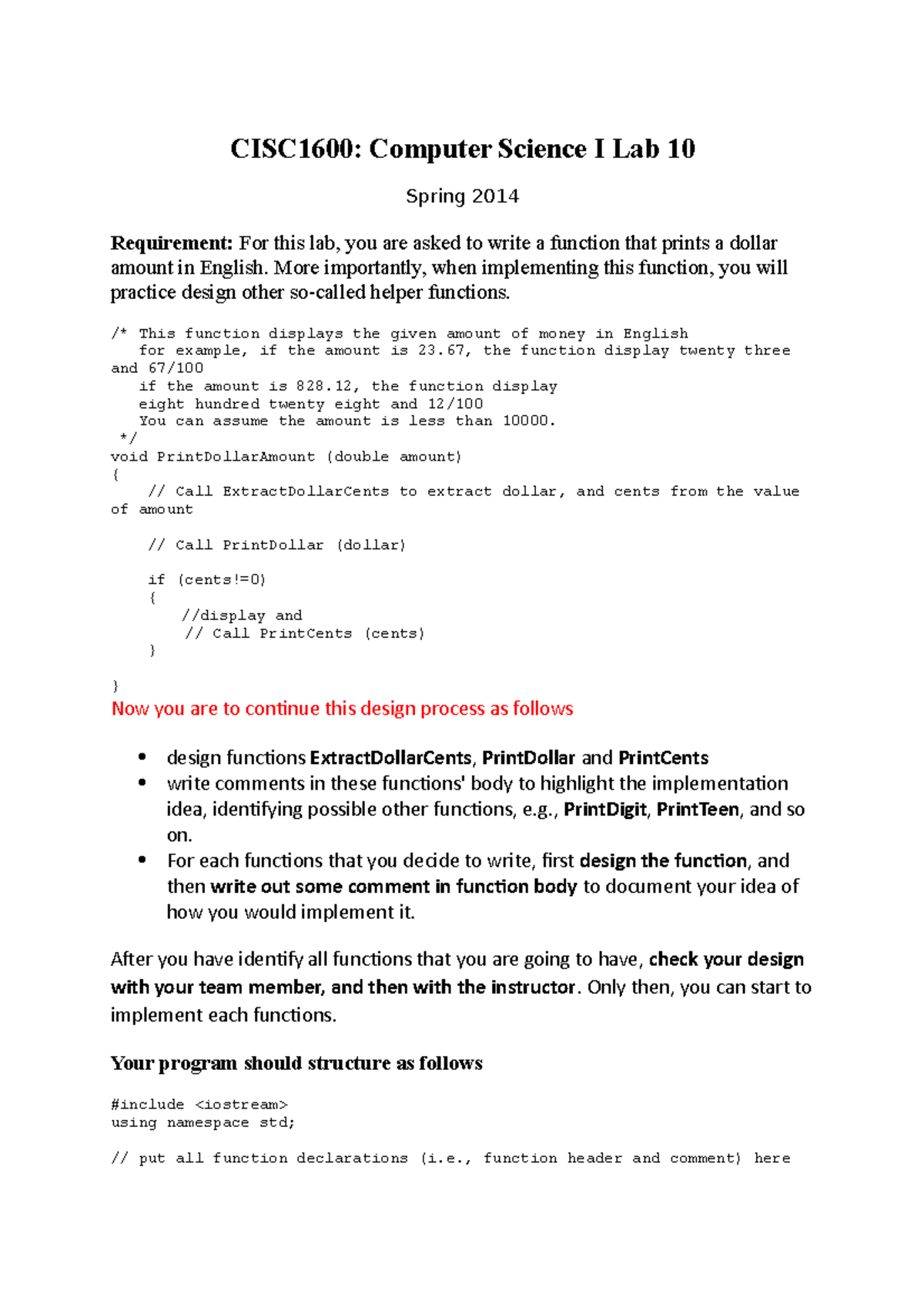 ISC1600 Computer Science I Lab 10 - More importantly, when implementing ...