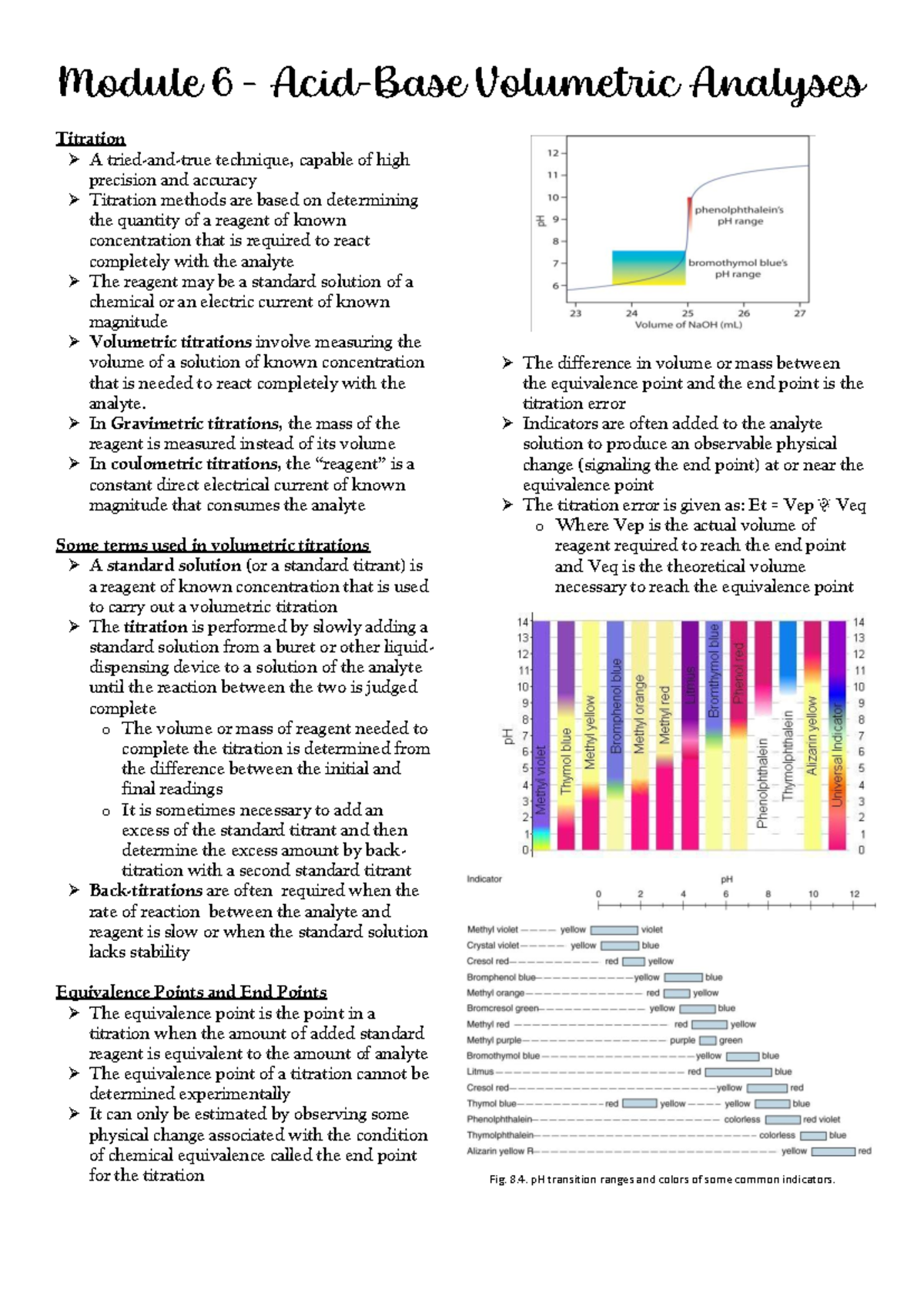 Module 6 - Acid-Base Volumetric Analyses - Module 6 - Acid-Base ...