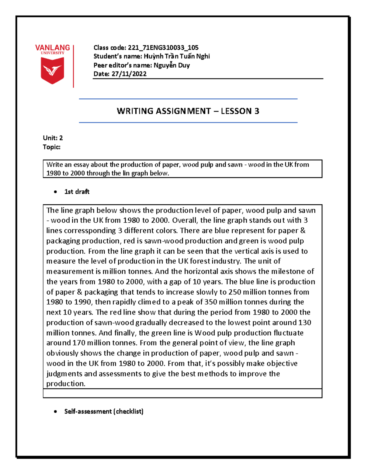 Writting unit 2 lesson 3-Huỳnh Trần Tuấn Nghi-2273403010120 - Class ...