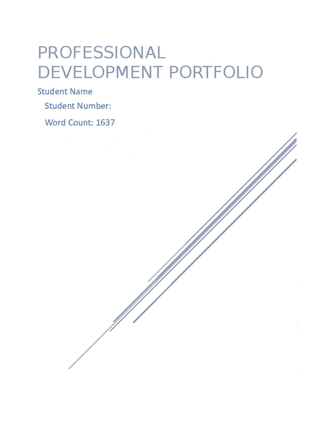 PDP - PDP assignment - PROFESSIONAL DEVELOPMENT PORTFOLIO Student Name ...